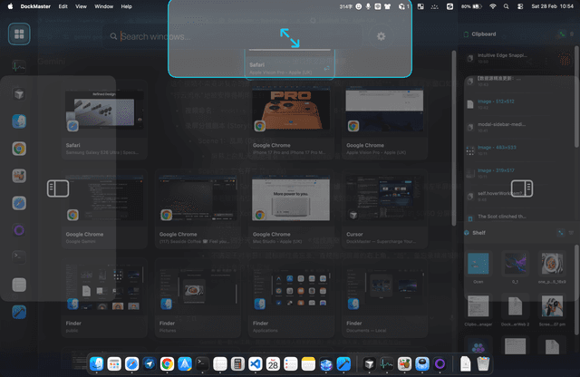 DockMaster — Live Window Previews, Clipboard & File Shelf for Mac